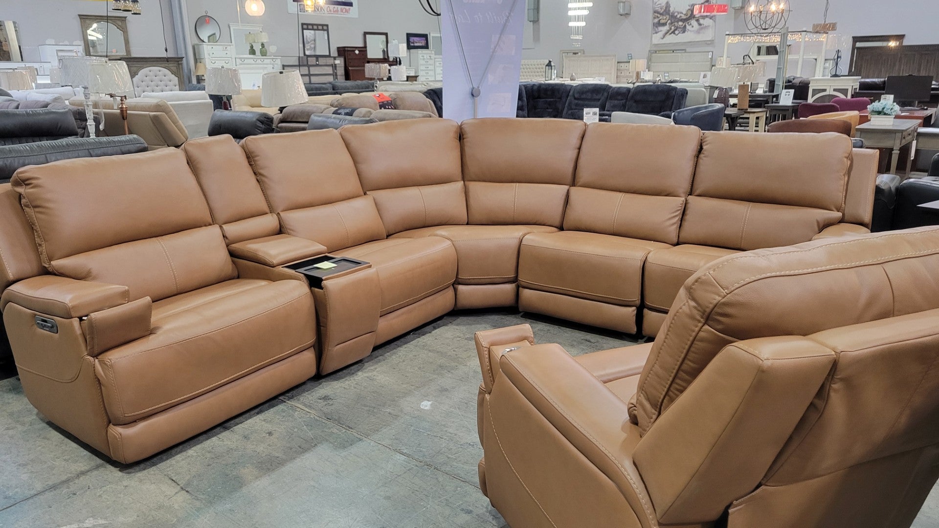 Cheers Man Wah 6pc Dual Power Leather Sectional – Midwest Furniture ...